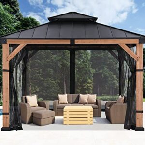 ABCCANOPY Gazebo Netting Replacement 10x10 - Universal Mosquito Netting for Gazebo and Pergolas Outdoor Mesh Netting Screen 4-Panel Sidewall Curtain with Double-Side Zippers (Black)