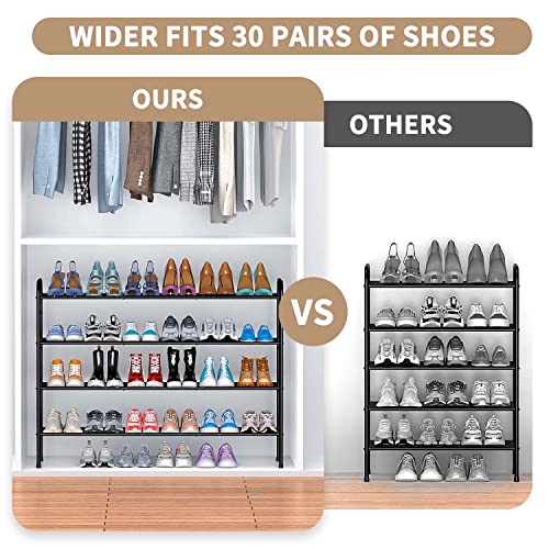 Dicasser Shoe Rack Organizer Closet，4-Tier Long Metal Shoe Storage Capacity for 24-30 Pairs,Black