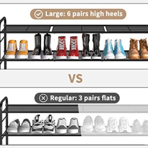 Dicasser Shoe Rack Organizer Closet，4-Tier Long Metal Shoe Storage Capacity for 24-30 Pairs,Black