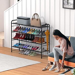 Dicasser Shoe Rack Organizer Closet，4-Tier Long Metal Shoe Storage Capacity for 24-30 Pairs,Black