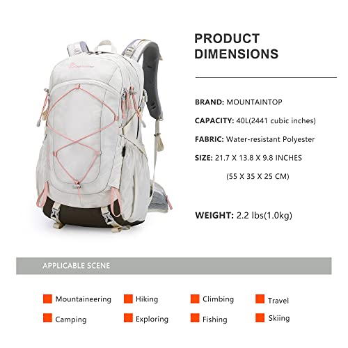 MOUNTAINTOP 40L Hiking Backpack for Women Outdoor Backpack with Rain Cover for Camping,Cycling and Traveling