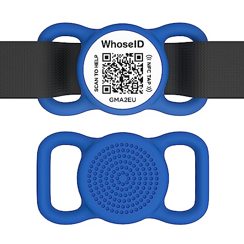 Dog Collars Charms & Collar Tag, QR Code Slide-on Tag, QR Code Dog Tag, Custom Online Profile, Durable Silicone Dog ID Tag, Anti-Scratch, Soundless Pet Tag, Easy to Set Up, Navy Blue