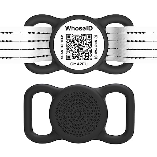 QR Personalized Pet ID Dog Tags, Silent Silicone QR Code ID Tags, Send Pet Location Alert Email When Scanning, No App Need, Multi-Pet Management, Black&White