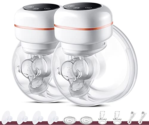 Wearable Breast Pump︱FDA Registered︱Safe, Efficient, and Comfortable︱Hands Free Breast Pump with 3 Modes & 9 Levels︱19/22mm Flange Insert︱2Pcs…