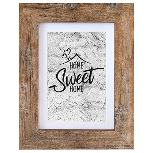 Califortree Rustic Brown 5x7 Picture Frame - Display Photos 4x6 with Mat or 5x7 Without Mat - HD Glass Inside, Horizontal and Vertical Display Frames for Wall and Tabletop - 1 Pack