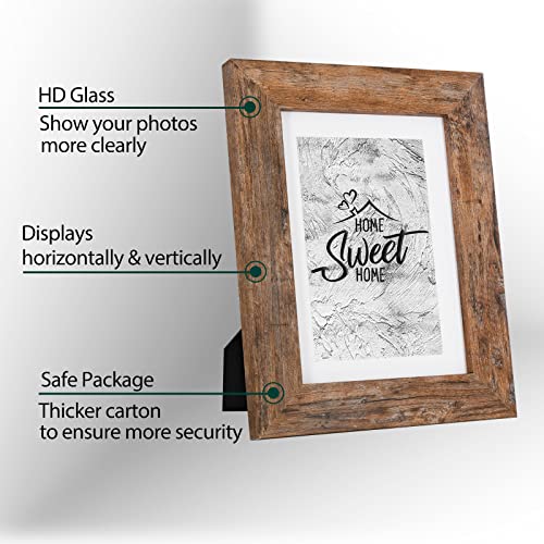 Califortree Rustic Brown 5x7 Picture Frame - Display Photos 4x6 with Mat or 5x7 Without Mat - HD Glass Inside, Horizontal and Vertical Display Frames for Wall and Tabletop - 1 Pack