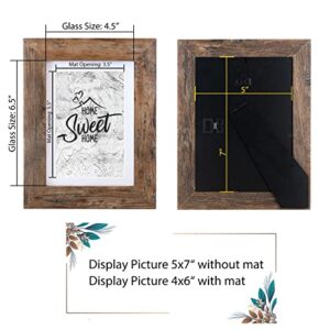 Califortree Rustic Brown 5x7 Picture Frame - Display Photos 4x6 with Mat or 5x7 Without Mat - HD Glass Inside, Horizontal and Vertical Display Frames for Wall and Tabletop - 1 Pack