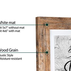 Califortree Rustic Brown 5x7 Picture Frame - Display Photos 4x6 with Mat or 5x7 Without Mat - HD Glass Inside, Horizontal and Vertical Display Frames for Wall and Tabletop - 1 Pack