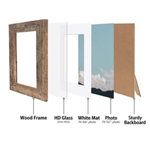 Califortree Rustic Brown 5x7 Picture Frame - Display Photos 4x6 with Mat or 5x7 Without Mat - HD Glass Inside, Horizontal and Vertical Display Frames for Wall and Tabletop - 1 Pack