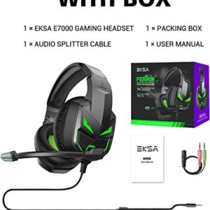 EKSA Fenrir S Gaming Headset for Xbox Series X/S, Xbox One, PS5, PS4, PC, Switch - Noise Cancelling Microphone, Comfortable Ear Pads, 50 mm Drivers, RGB Light, One Key Control - Birthday Gift