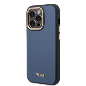 CG MOBILE TUMI Phone Case for iPhone 14 Pro in Midnight Blue & Rose Gold, HC Smooth Leather Protective & Durable Case with Easy Snap-on, Shock Absorption & Signature Logo