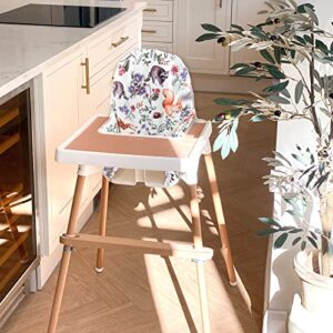 CARUILI Baby High Chair Cushion Cover, Compatible with IKEA Antilop High Chair Cushion, Removable, Durable, Woodland Animal Printed (Cover Only)