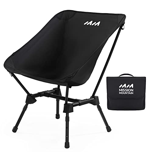 Mission Mountain S4 Camping Chair, Adjustable Folding Chair with 3 Height Settings, Lightweight, Durable Outdoor Camp Chair with Side Pockets