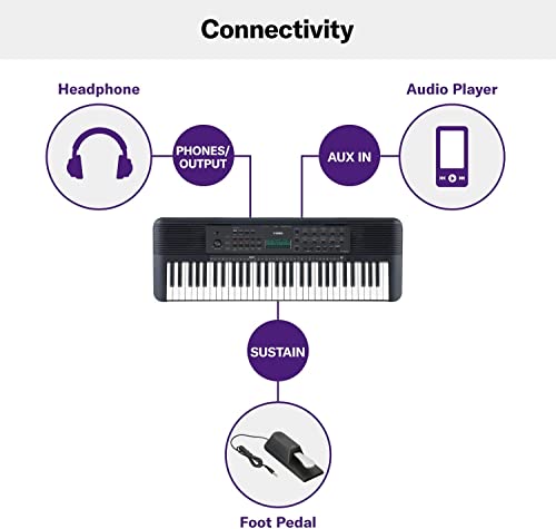 YAMAHA, 61-Key PSR-E273 Portable Keyboard with PA130 Power Adapter, Black