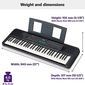 YAMAHA, 61-Key PSR-E273 Portable Keyboard with PA130 Power Adapter, Black