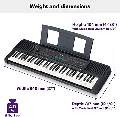 YAMAHA, 61-Key PSR-E273 Portable Keyboard with PA130 Power Adapter, Black