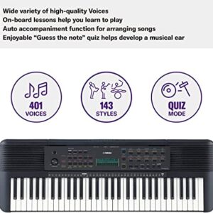 YAMAHA, 61-Key PSR-E273 Portable Keyboard with PA130 Power Adapter, Black