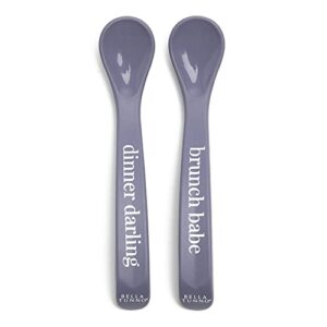 bella tunno wonder spoons - soft baby spoon set safe for baby teething & toddler spoons, food-grade bpa free silicone self feeding spoon 2pk, darling brunch babe