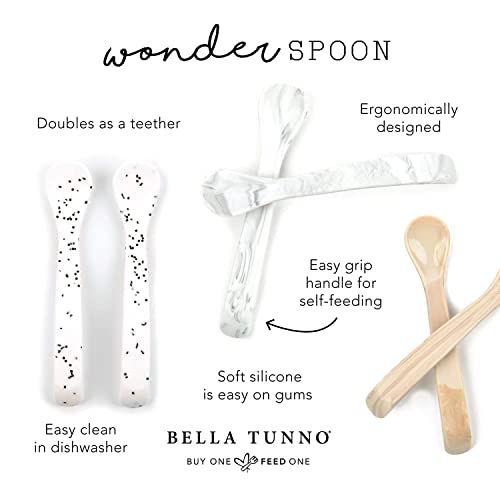 Bella Tunno Wonder Spoons - Soft Baby Spoon Set Safe for Baby Teething & Toddler Spoons, Food-Grade BPA Free Silicone Self Feeding Spoon 2pk, Darling Brunch Babe