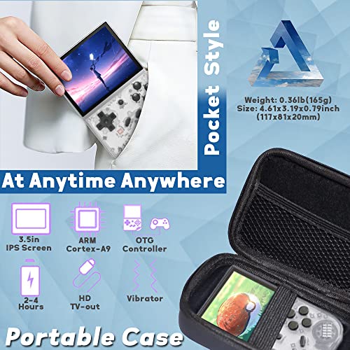 RG35XX Handheld Game Console 3.5 inch IPS Retro Games Consoles Classic Emulator Hand-held Gaming Console Preinstalled Hand Held Video Games System with Portable Case 64GB Transparent White