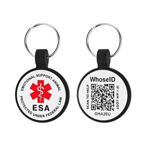 qr dog tag, esa dog id tag, emotion service animal tag, quiet dog tag, silent silicone dog tag, modified pet online profile, lightweight durable cat tag, personalized custom dog tag (esa, white)