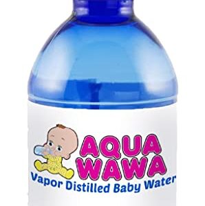 AQUAWAWA Nursery Water for Babies 6 Pack 8 oz Bottles Purified Vapor Distilled | Single Serve | Lightweight for Diaper Bag | BPA, Fluoride, Chemical, and Mineral Free | Dr Recommended, Clean, Fresh