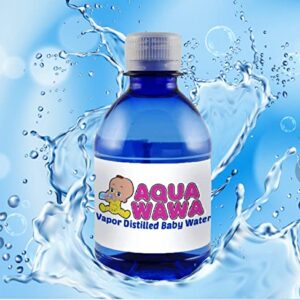 AQUAWAWA Nursery Water for Babies 6 Pack 8 oz Bottles Purified Vapor Distilled | Single Serve | Lightweight for Diaper Bag | BPA, Fluoride, Chemical, and Mineral Free | Dr Recommended, Clean, Fresh