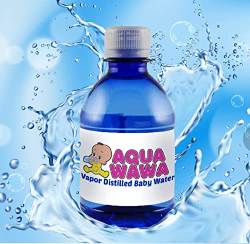 AQUAWAWA Nursery Water for Babies 6 Pack 8 oz Bottles Purified Vapor Distilled | Single Serve | Lightweight for Diaper Bag | BPA, Fluoride, Chemical, and Mineral Free | Dr Recommended, Clean, Fresh