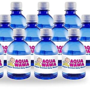 AQUAWAWA Nursery Water for Babies 12 Pack 8 oz Bottles Purified Vapor Distilled | Single Serve | Lightweight for Diaper Bag | BPA, Fluoride, Chemical and Mineral Free | Dr Recommended, Clean, Fresh