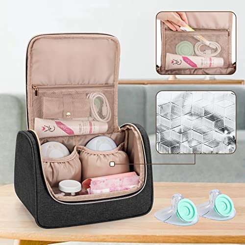 Luxja Wearable Breast Pump Bag (with a Waterproof Mat) Compatible with Momcozy, Willow and Elvie Breast Pump, Carrying Case for Wearable Breast Pump and Extra Parts (Patent Pending), Black