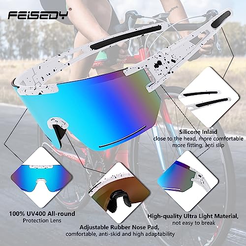 FEISEDY Sports Sunglasses Women Men Cycling Running Driving Skiing Fishing Biking Outdoor Glasses UV Protection Lens B2328