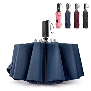 g4free large umbrella 54 inch windproof travel umbrellas for rain, small compact reverse folding umbrella with 10 ribs automatic open close (blue)