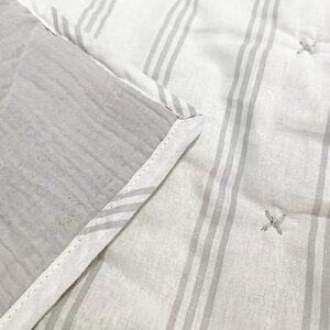 SHALALA Cotton Gauze Quilt Sets,Gray Lightweight Quilt Bedding Sets,Reversible Seersucker Quilts for Queen Bed,3pcs Ultro-Soft Bedspread,Breathable Coverlet for All Season(Full/Queen,Grey)