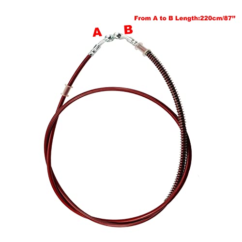 PRO BAT 86" Braided Hydraulic Brake Hose Line Pipeline For Chinese GY6 Scooter ATV Dirt Bike Go Kart 10mm Banjo Ends RED