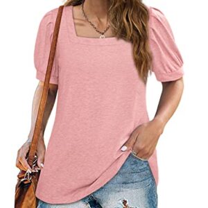 Tunics or Tops to Wear with Leggings Square Neck Tshirts Shirts Dressy Casual Pink XL