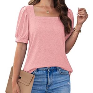 Tunics or Tops to Wear with Leggings Square Neck Tshirts Shirts Dressy Casual Pink XL