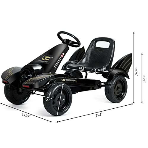 Pedal Go Kart for Kids, Pedal Powered Ride On Cars w/Adjustable Seat, Foot Pedal, 4 Wheeler Pedal Vehicle for Kids, Ride On Go Cart for Kids