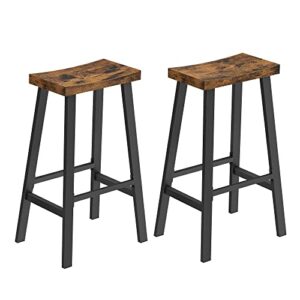 vasagle bar stools set of 2, counter height stools, bar chairs with footrest, 29.1 inches tall kitchen breakfast stools, industrial, living room party room, rustic brown ulbc094b01