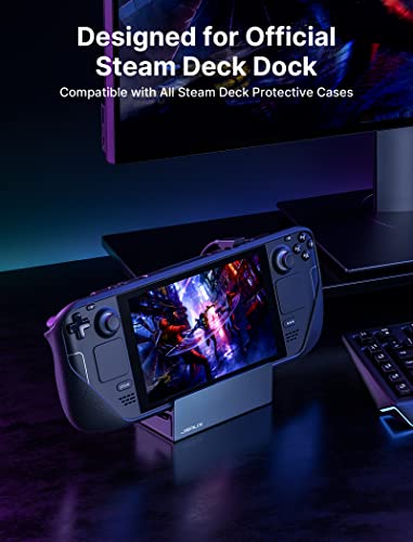 JSAUX Stand for Official Steam Deck Dock and Steam Deck/ROG Ally with Case, Frosted Aluminum Alloy Playstand for Steam Deck, Anti-Slip Holder for Valve Steam Deck/ASUS ROG Ally