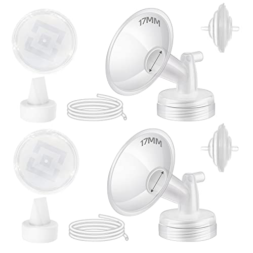 Begical Pump Parts Compatible with Spectra S2 S1 9 Plus Motif Luna Amada MYA Breastpump, Incl 17mm Flange White Valve Tubing Backflow Protector Flange Cover, Replace Original Pump Accessories (17mm)