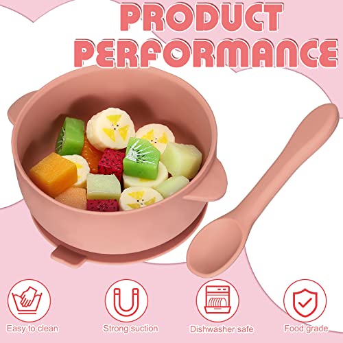 6 Set Baby Silicone Suction Bowls with Spoons BPA Free Baby Led Weaning Food Bowl Food Grade Toddler Food Storage Bowl Dishwasher Microwave Safe Feeding Set