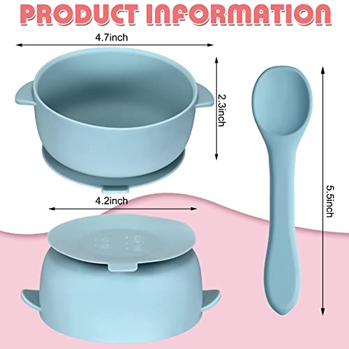 6 Set Baby Silicone Suction Bowls with Spoons BPA Free Baby Led Weaning Food Bowl Food Grade Toddler Food Storage Bowl Dishwasher Microwave Safe Feeding Set