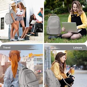 Small Backpack For School Girls Boys Aesthetic Lightweight Travel Daypack Simple Cute Backpack For Women Men Waterproof College High School Bookbag Fit 14 Inch Laptop With USB charging port,Rrey Brown