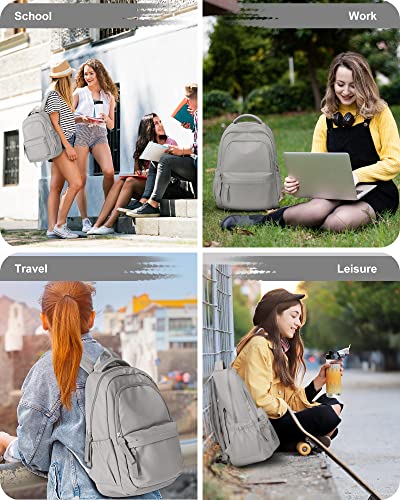 Small Backpack For School Girls Boys Aesthetic Lightweight Travel Daypack Simple Cute Backpack For Women Men Waterproof College High School Bookbag Fit 14 Inch Laptop With USB charging port,Rrey Brown