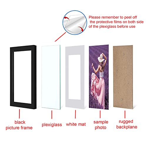 HEGATY 8x10 Picture Frame Black Set of 9, Display Pictures 5x7 with Mat or 8x10 Without Mat for Wall Mounting or Table Top Display