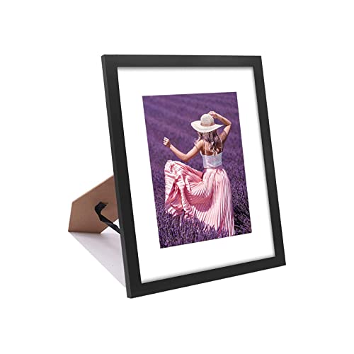 HEGATY 8x10 Picture Frame Black Set of 9, Display Pictures 5x7 with Mat or 8x10 Without Mat for Wall Mounting or Table Top Display