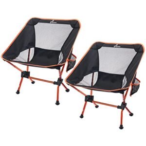 sportneer portable folding lightweight camping chair camp chair for adults foldable compact beach backpacking chairs outdoor chair for camping hiking lawn picnic outside travel (2, orange)