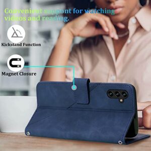 Moment Dextrad for Galaxy A14 5G Case,A14 5G Case Wallet,[Kickstand][Wrist Strap][Card Holder Slots] TPU Interior Protective,PU Leather Folio Flip Cover for Galaxy A14 5G 2023 (Blue)