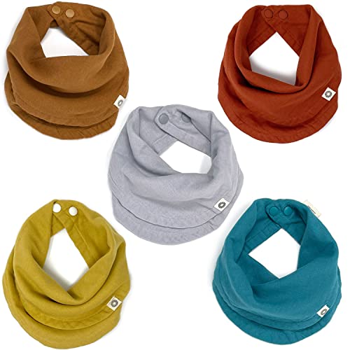 Kishu Baby Indi - GOTS Organic Muslin Infinity Bibs - Set of 5 (Azteca Bundle)