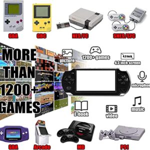 Handheld Game Console, Built-in 1200 Games 4.3’’ HD Screen Retro Gaming System, Support TV Output, Portable Rechargeable Game Console with Dual Joystick, Best Gift for Kids and Adult